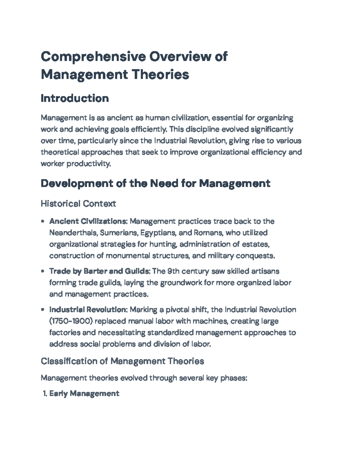 Comprehensive Overview of Management Theories and Their Evolution ...