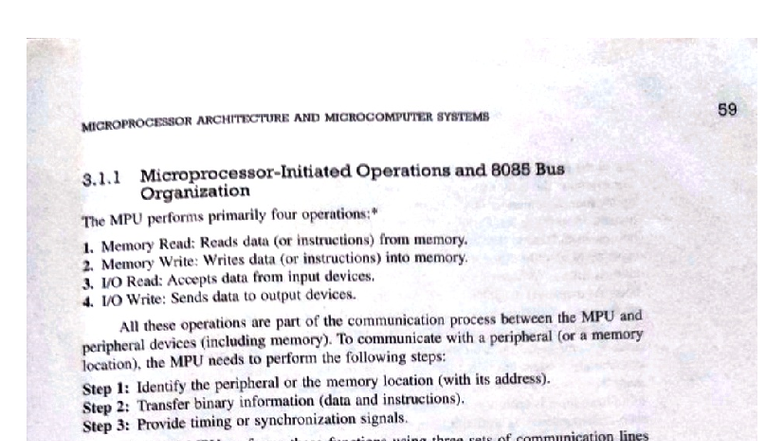 MICROPROCESSOR ARCHITECTURE 59: 8085 Bus Operations Overview - Studocu