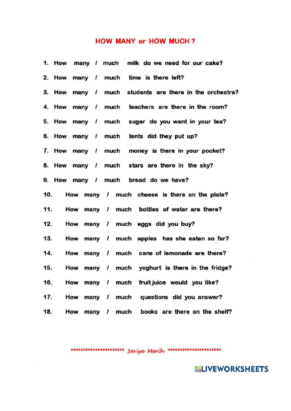 1315-3 - How Many or How Much? Review Exercises - Studocu