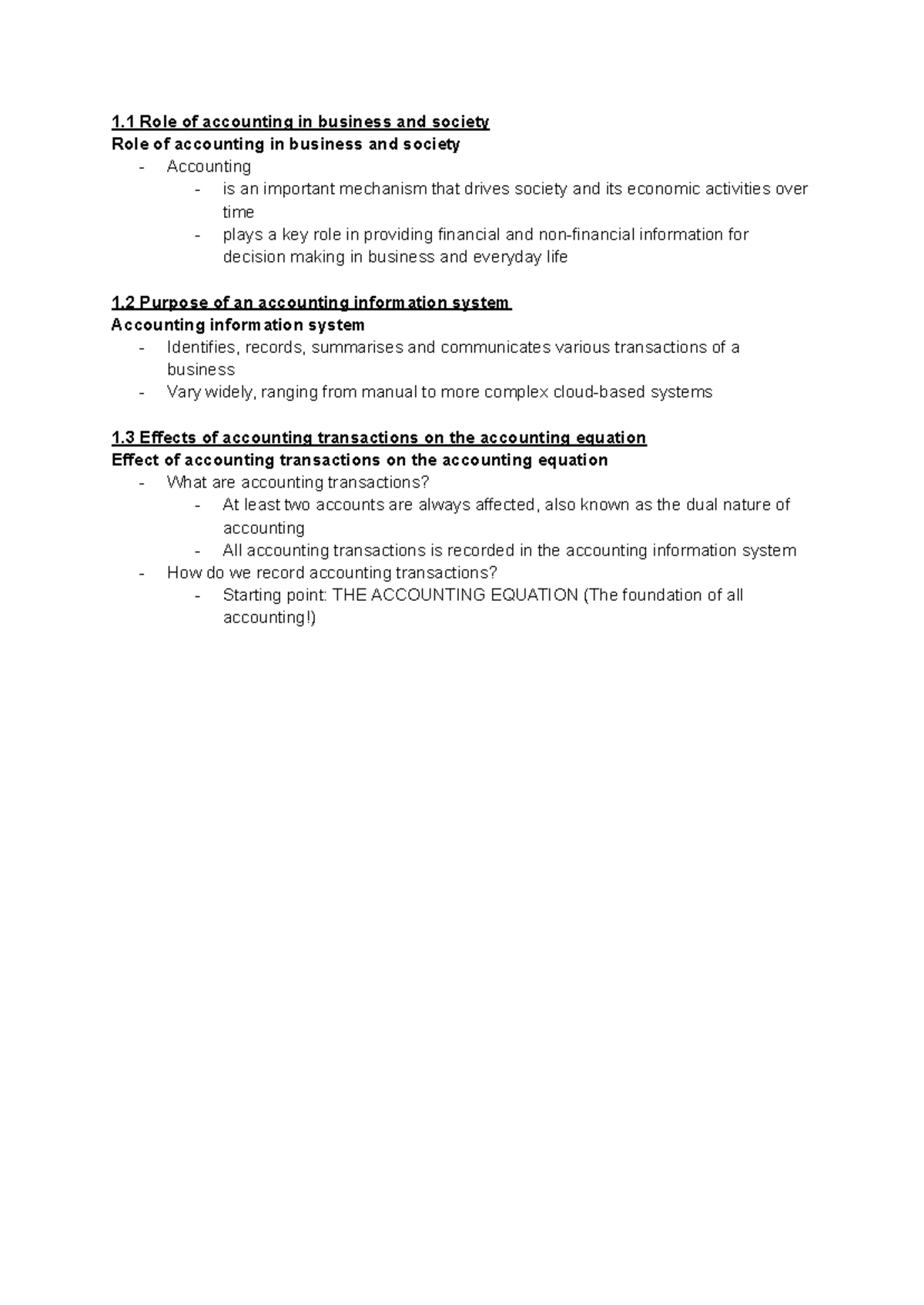 Introduction to Accounting: Role in Business & Society - Studocu
