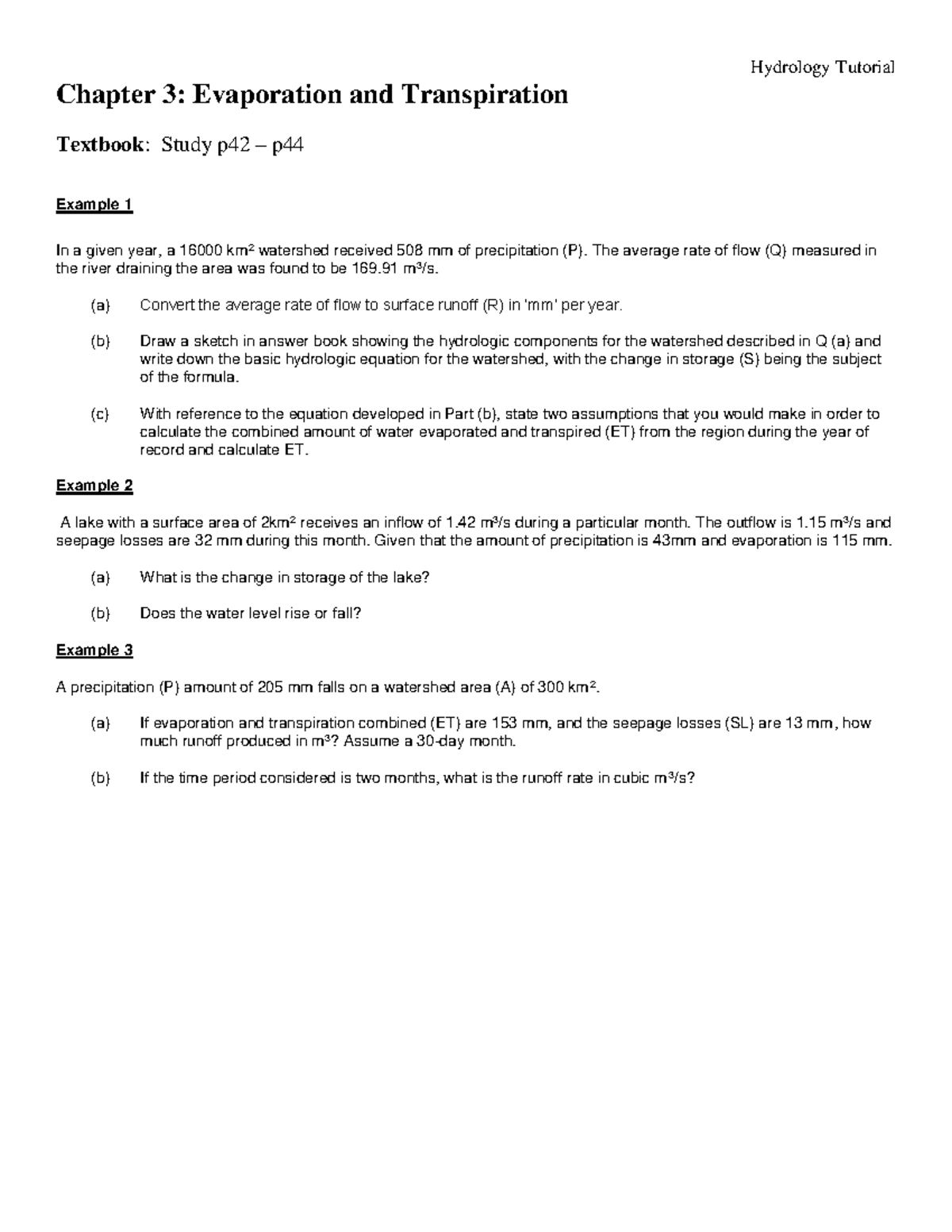 chapter 3 tutorial and memo - Hydrology Tutorial Chapter 3: Evaporation ...