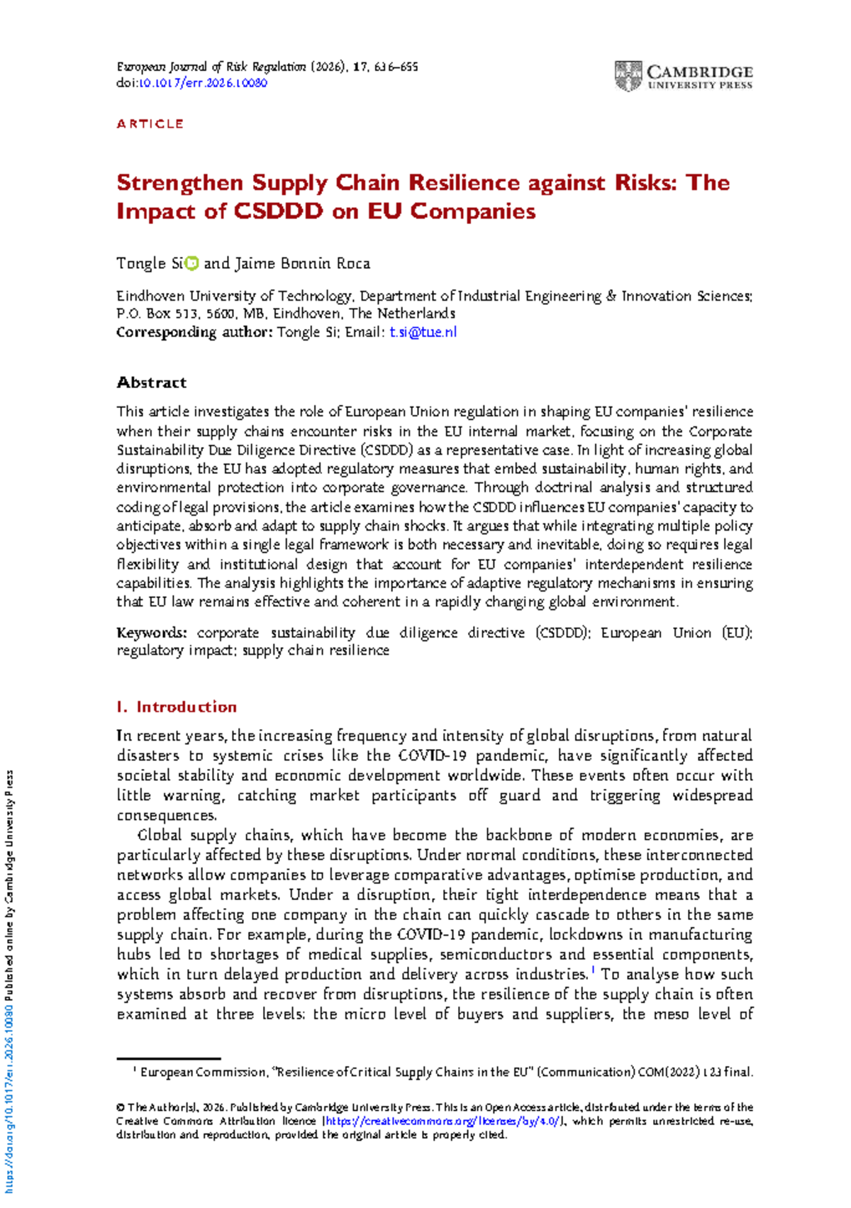 Supply Chain Resilience: Impact of CSDDD on EU Companies - Studocu