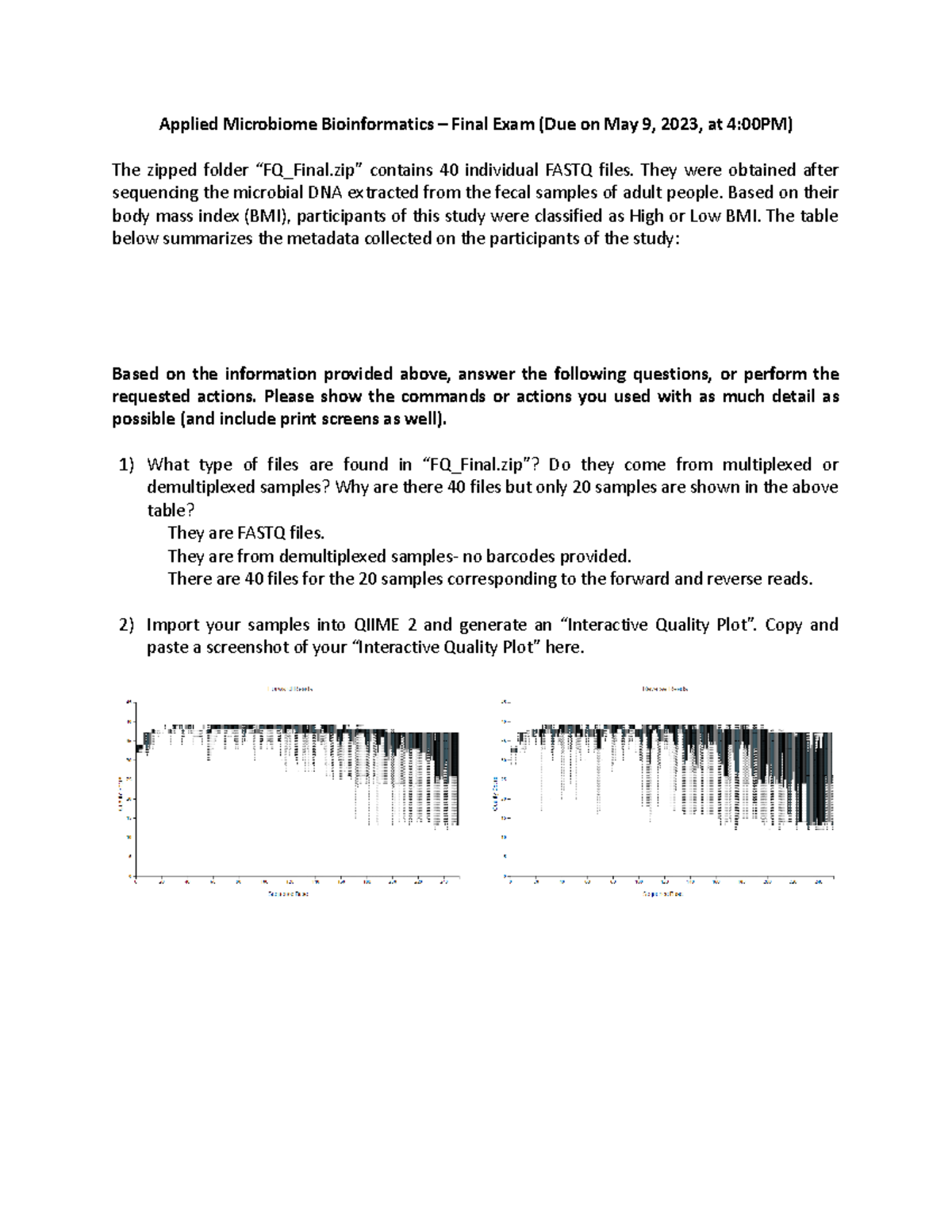 Final Exam - Practice exam - Applied Microbiome Bioinformatics – Final ...