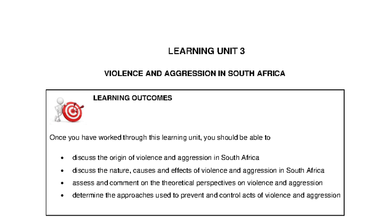 PYC3711 Learning Unit 3: Understanding Violence and Aggression in South ...