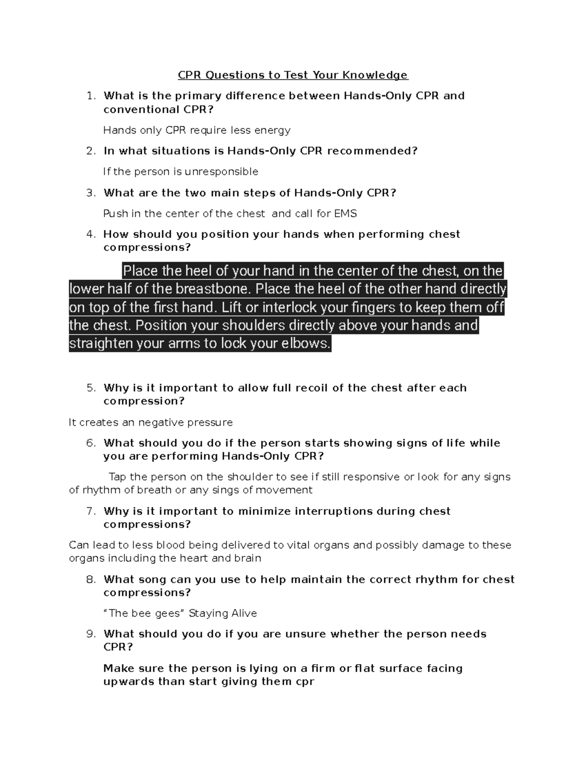 Cpr questions to test your knowledge 1 - CPR Questions to Test Your ...