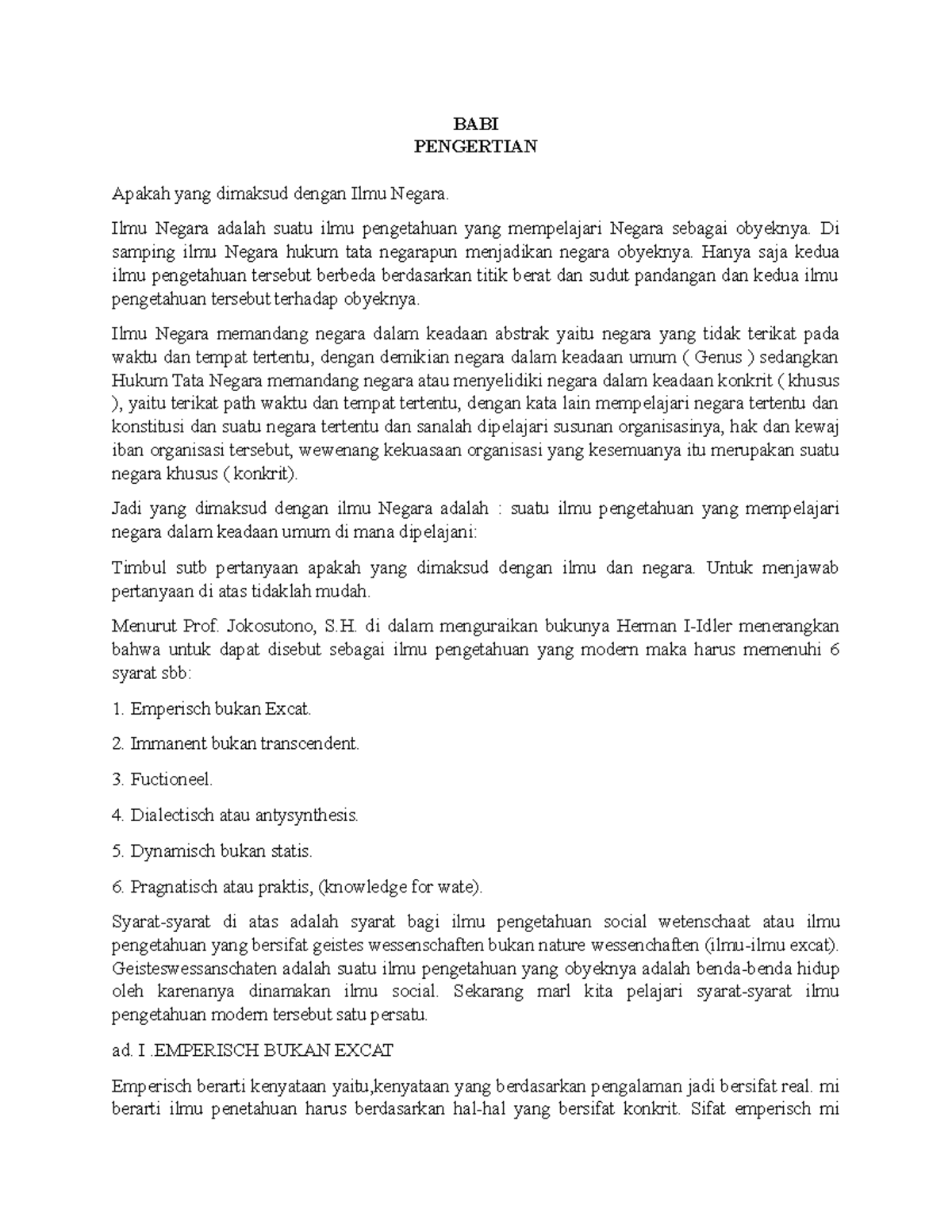 Ilmu Negara: Definisi, Syarat-syarat, dan Teori Dasar - Studocu