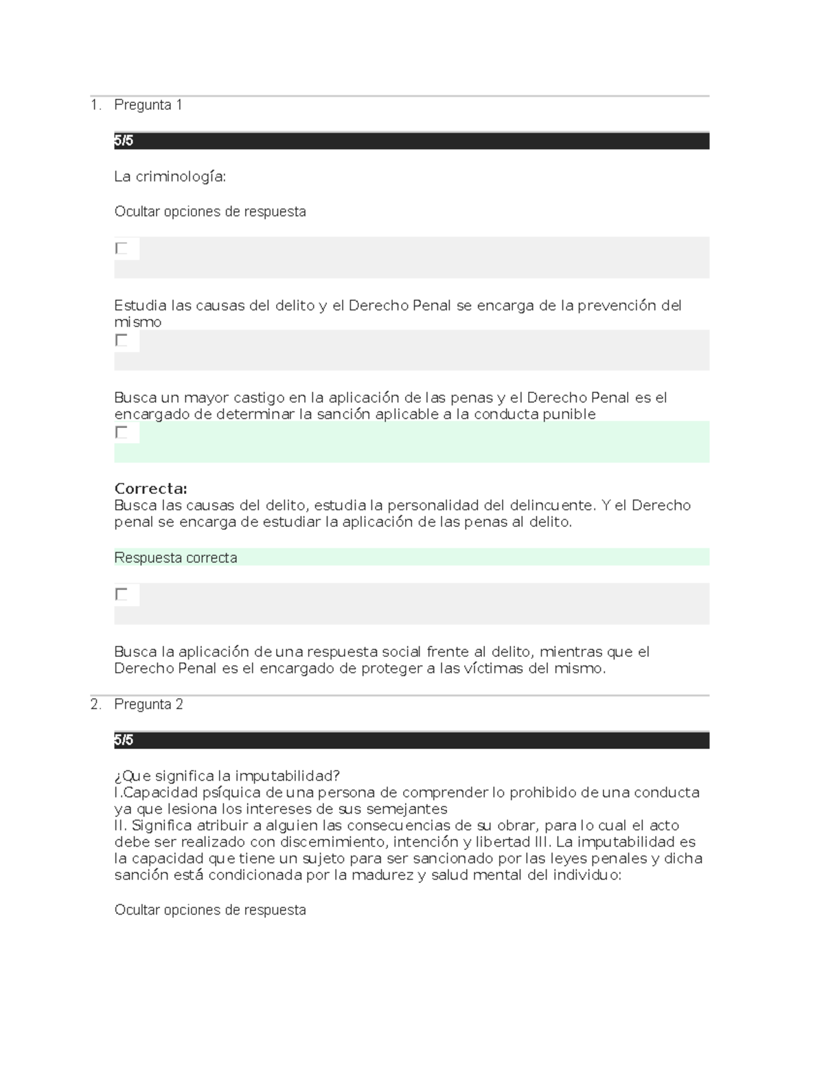 Prueba 1 de Criminología 2024: Preguntas y Respuestas Clave - Studocu