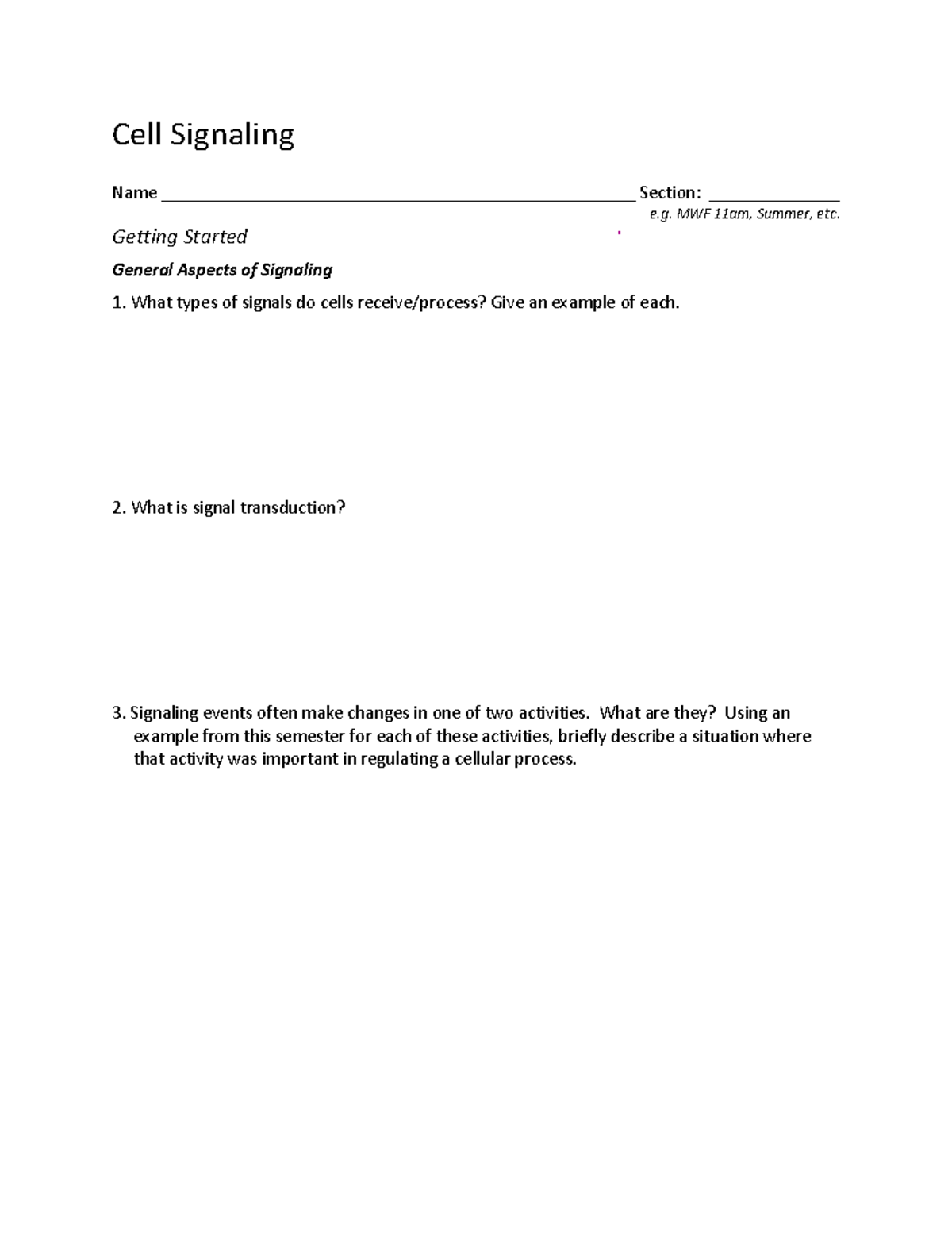 Interactive Worksheets Chp16-Cell Signaling - Cell Signaling Name - Studocu