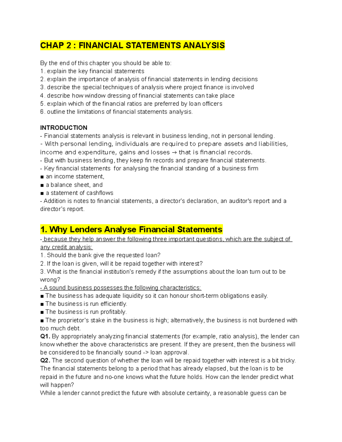 CLM LEC 2 CHAP 2 TA - CLM LEC 2 CHAP 2 TA - CLM - CHAP 2 : FINANCIAL STATEMENTS ANALYSIS By the ...