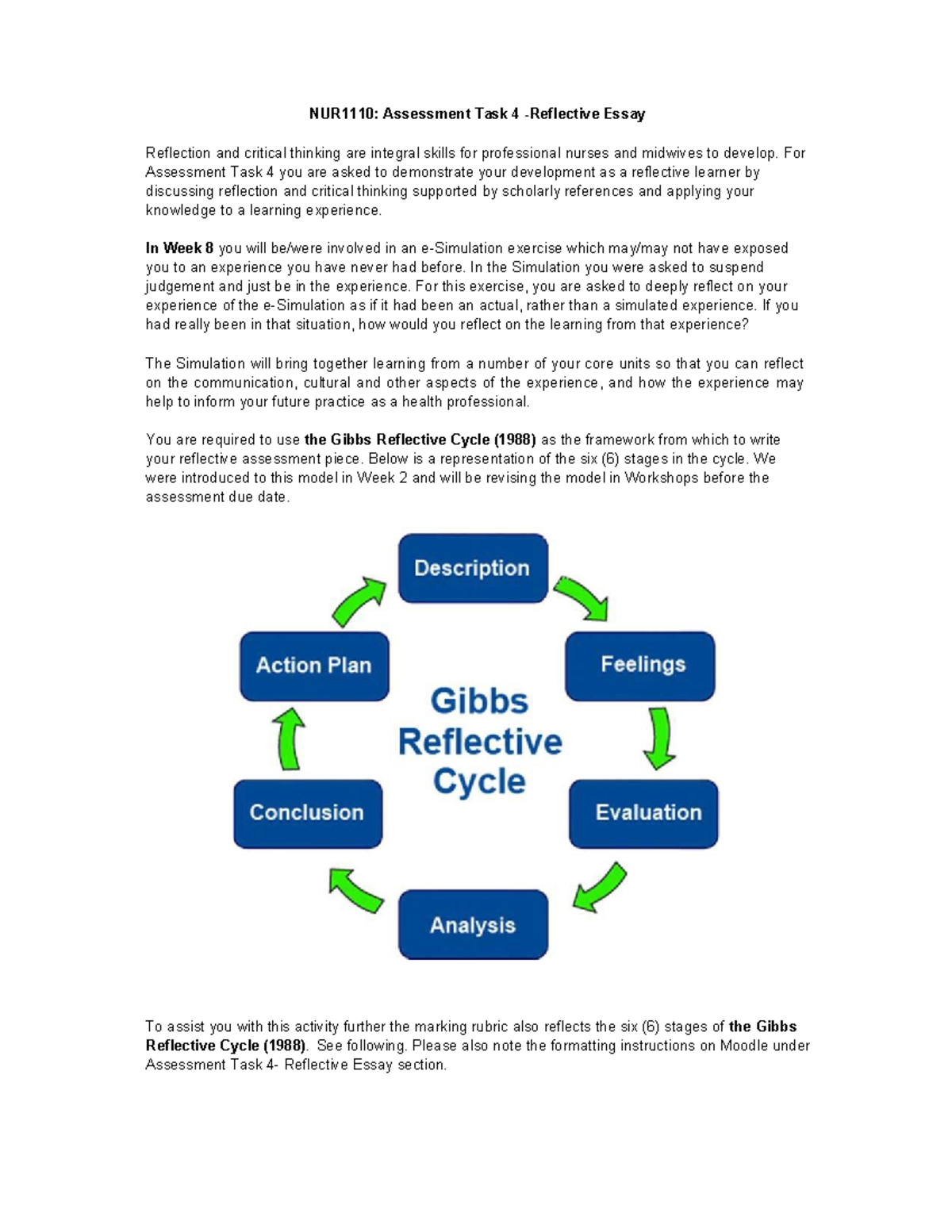2022 NUR1110 Assessment Task 4: Reflective Essay Guidelines - Studocu