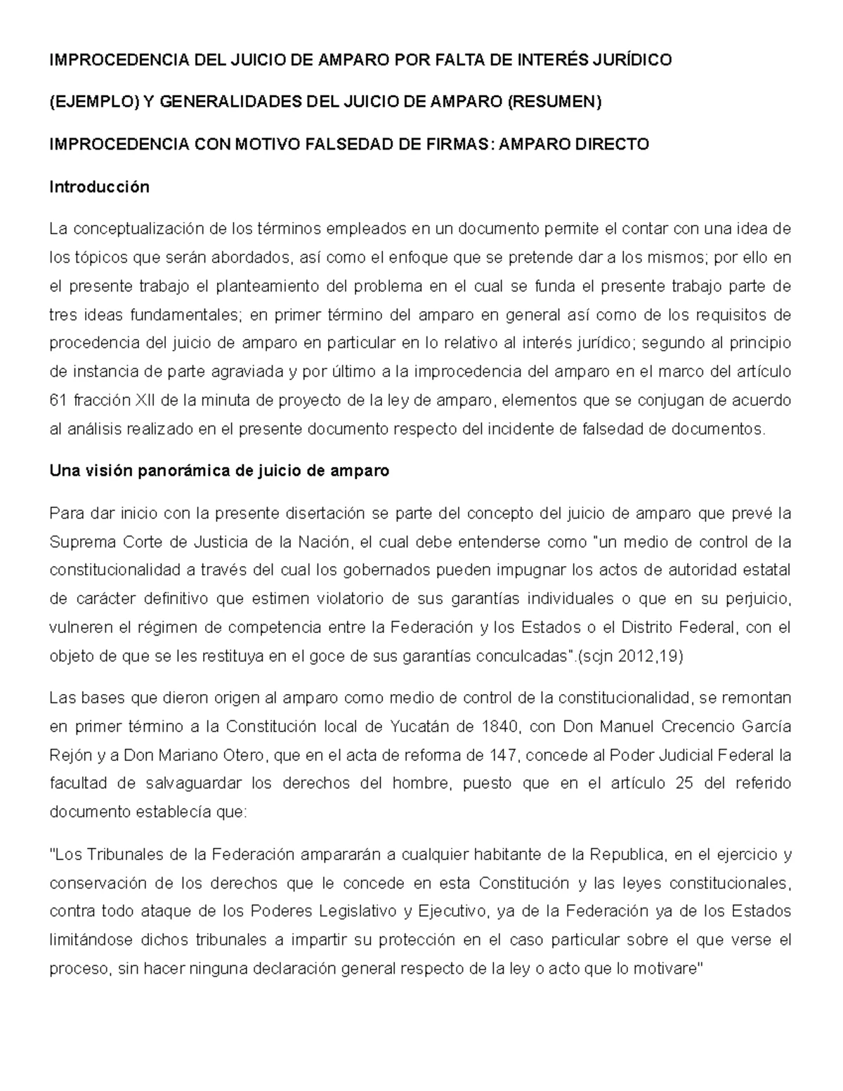 Medios de Control Constitucional: Juicio de Amparo y Principios Clave ...