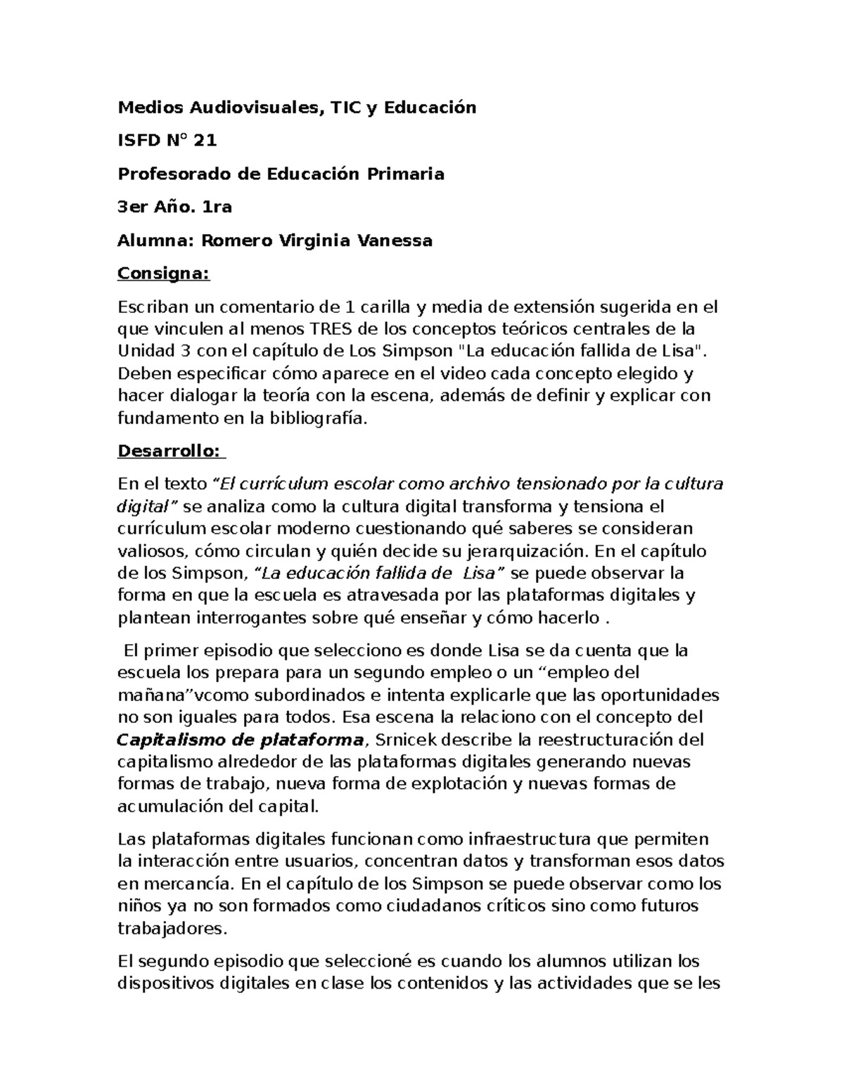 TIC y Medios Audiovisuales en Los Simpson: Análisis Educativo ISFD 21 ...