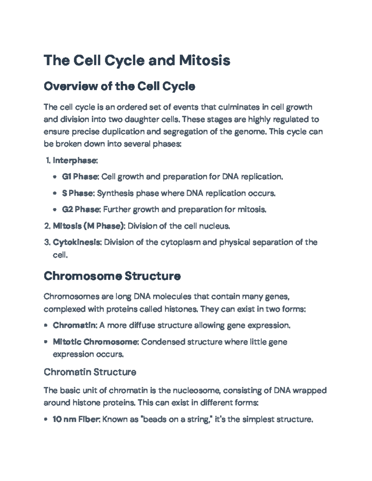 Cell Cycle and Mitosis Overview - Biology 101 Final Exam Notes - The ...