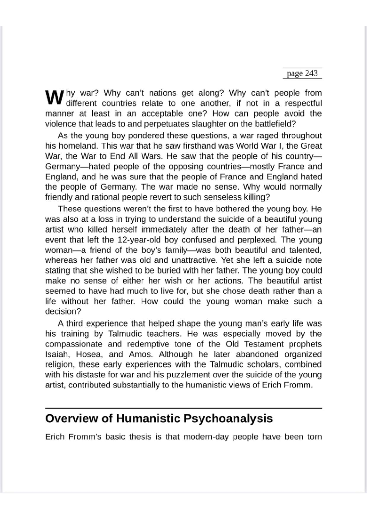 Erich Fromm's Humanistic Psychoanalysis: Insights and Theories - Studocu
