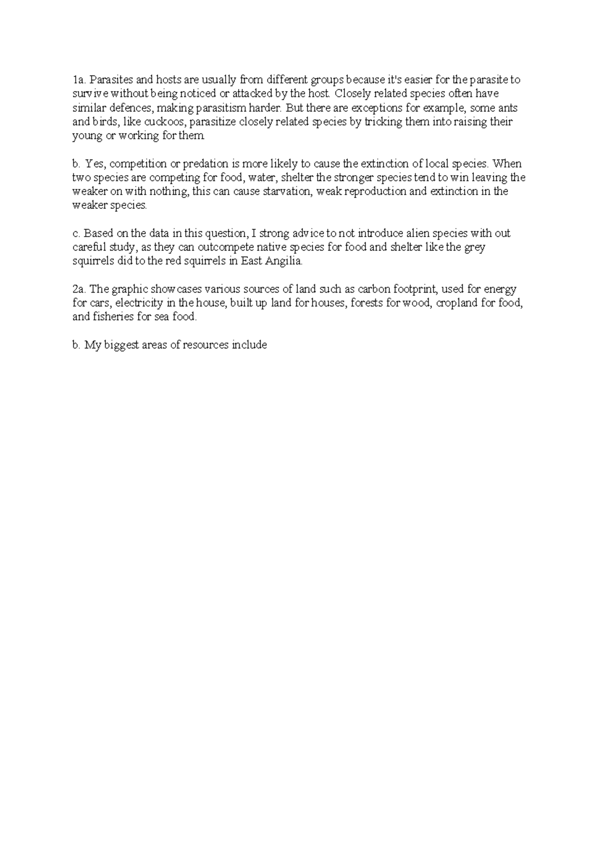 FA Bio - Biology Worksheet on Parasitism, Competition, and Resources ...
