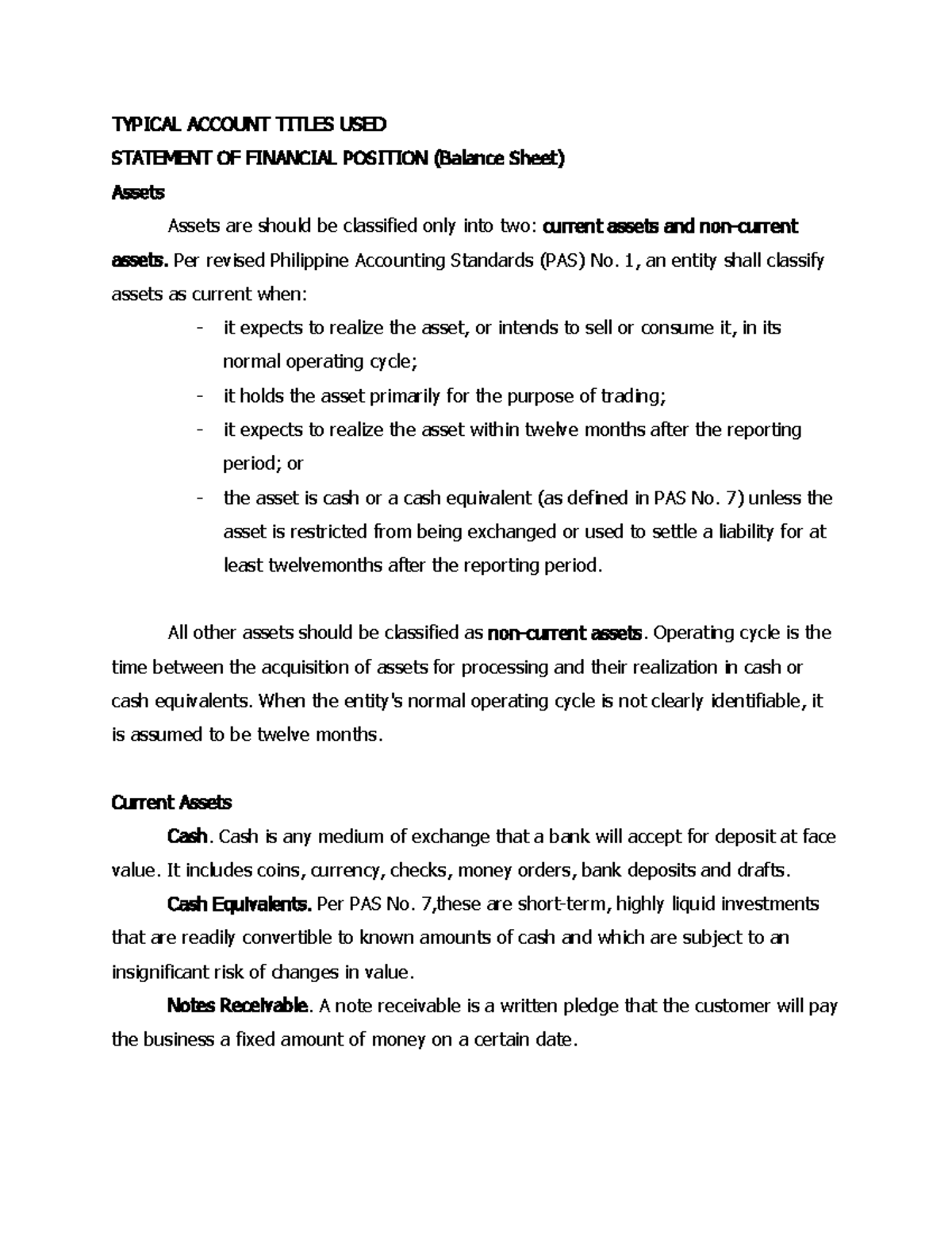 Basic Financial Accounting - Common Account Titles Overview - Studocu