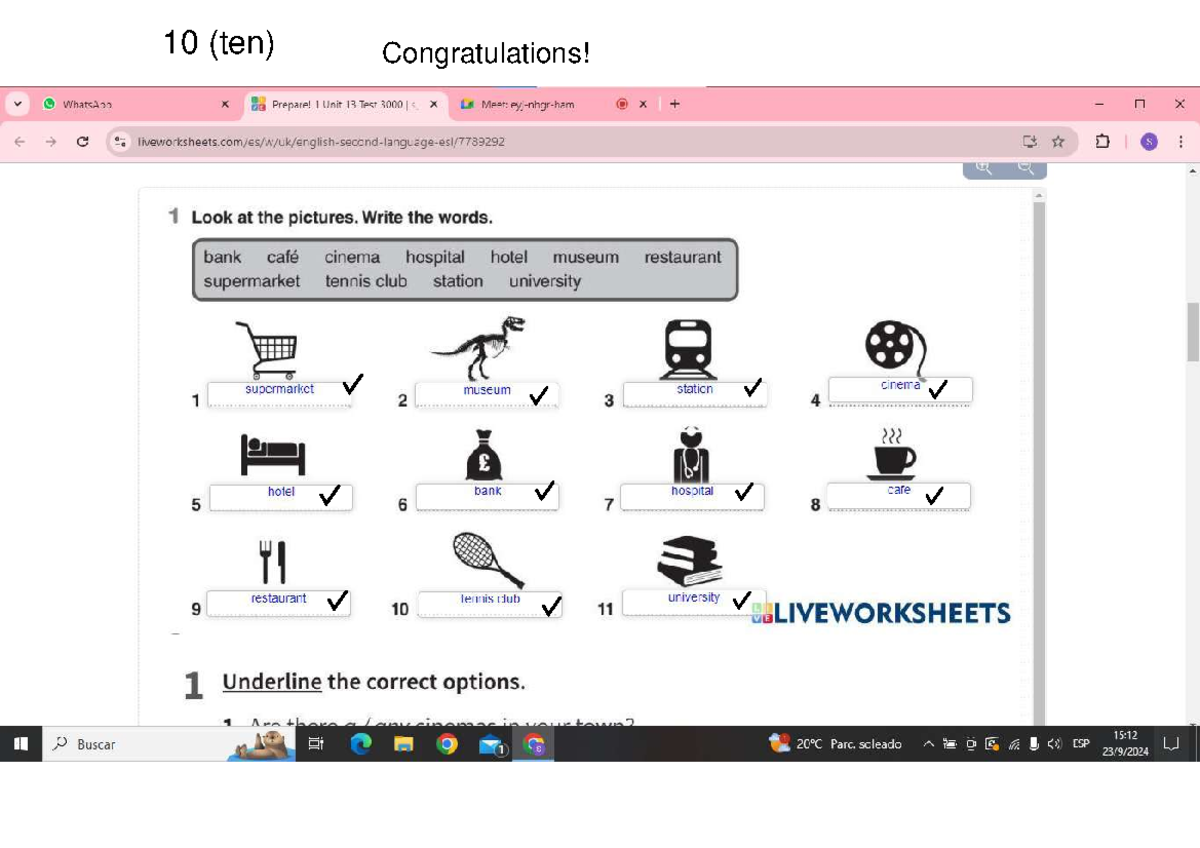 Test unit 13-14 - Test unit 13-14 - 10 (ten) Congratulations! WhatsApp ...