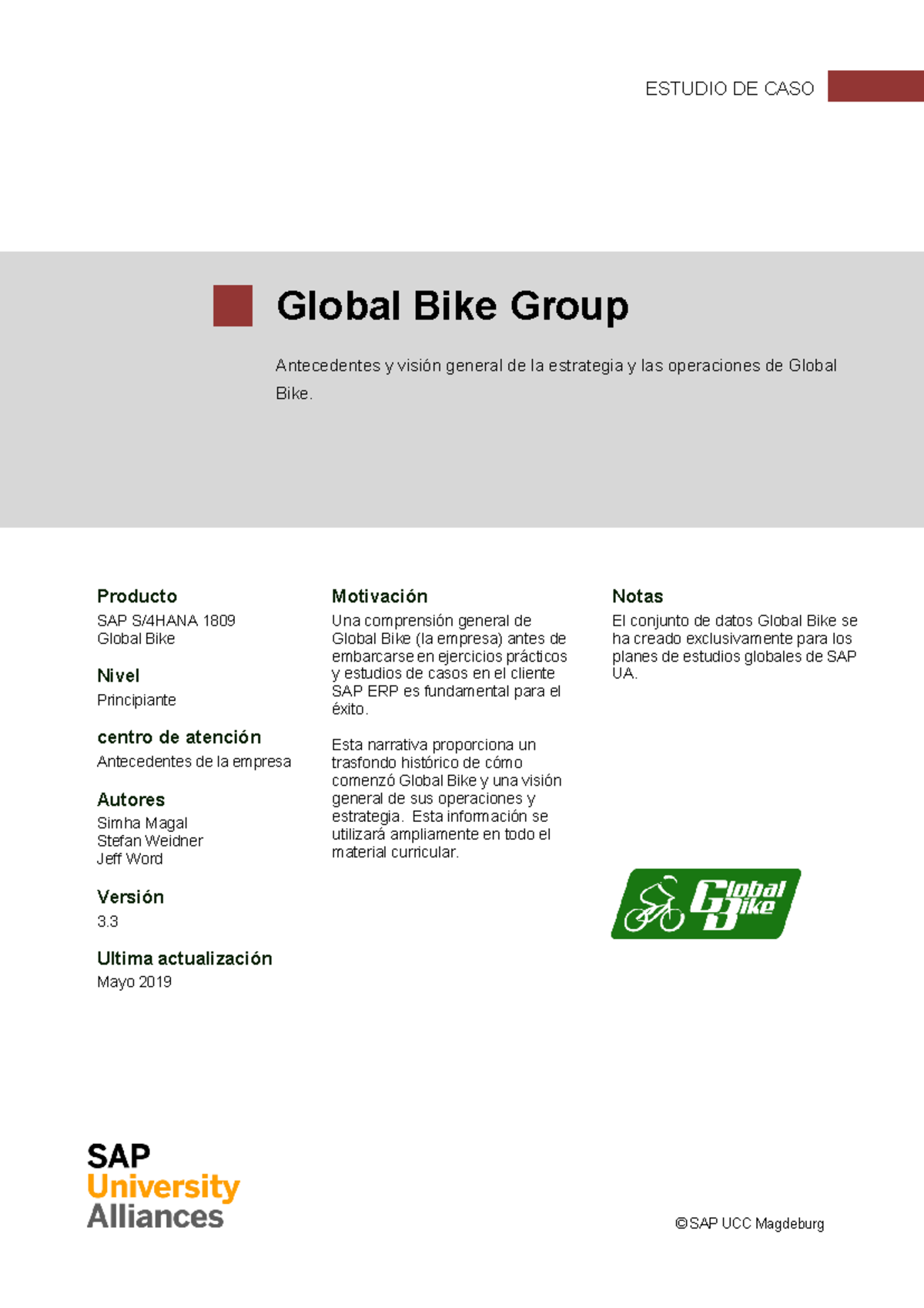 Caso de Estudio: Transformación Digital de Global Bike Inc (SAP) - Studocu