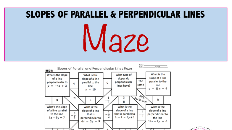 Slopes of Parallel & Perpendicular Lines Maze (Freebie-1) - Studocu