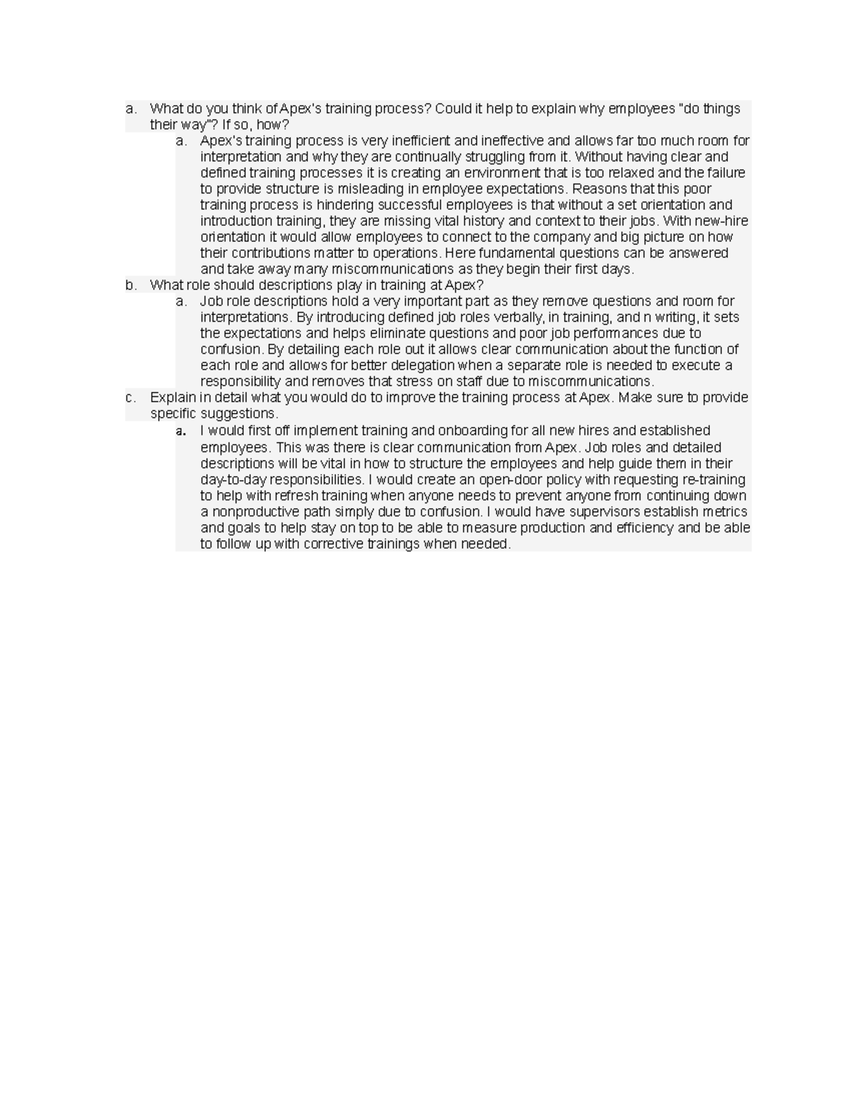 Module 5 Individual Assignment: Improving Apex Door's Training Process ...