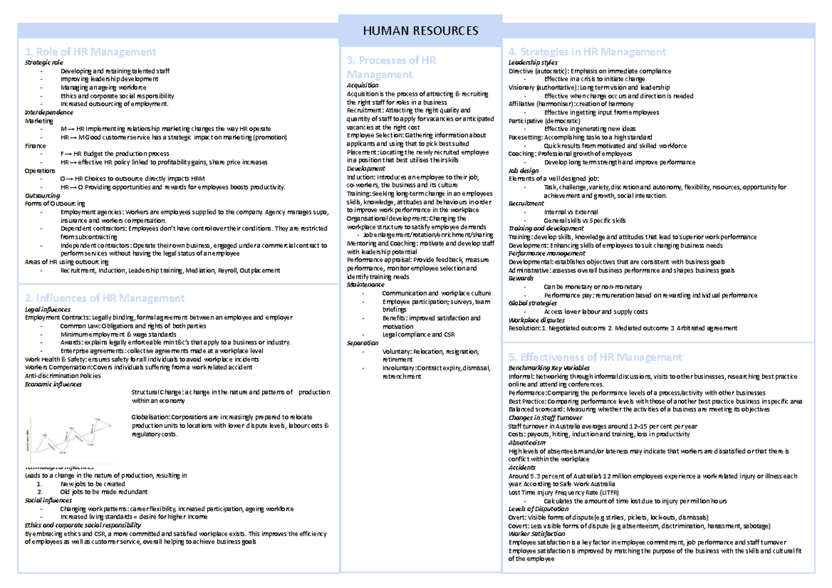 AS Human Resources Summary & Case Studies: HR Management Insights - Studocu