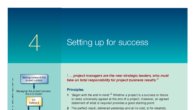 M04 Project Management: Chapter 4 - Setting Up for Success - Studocu