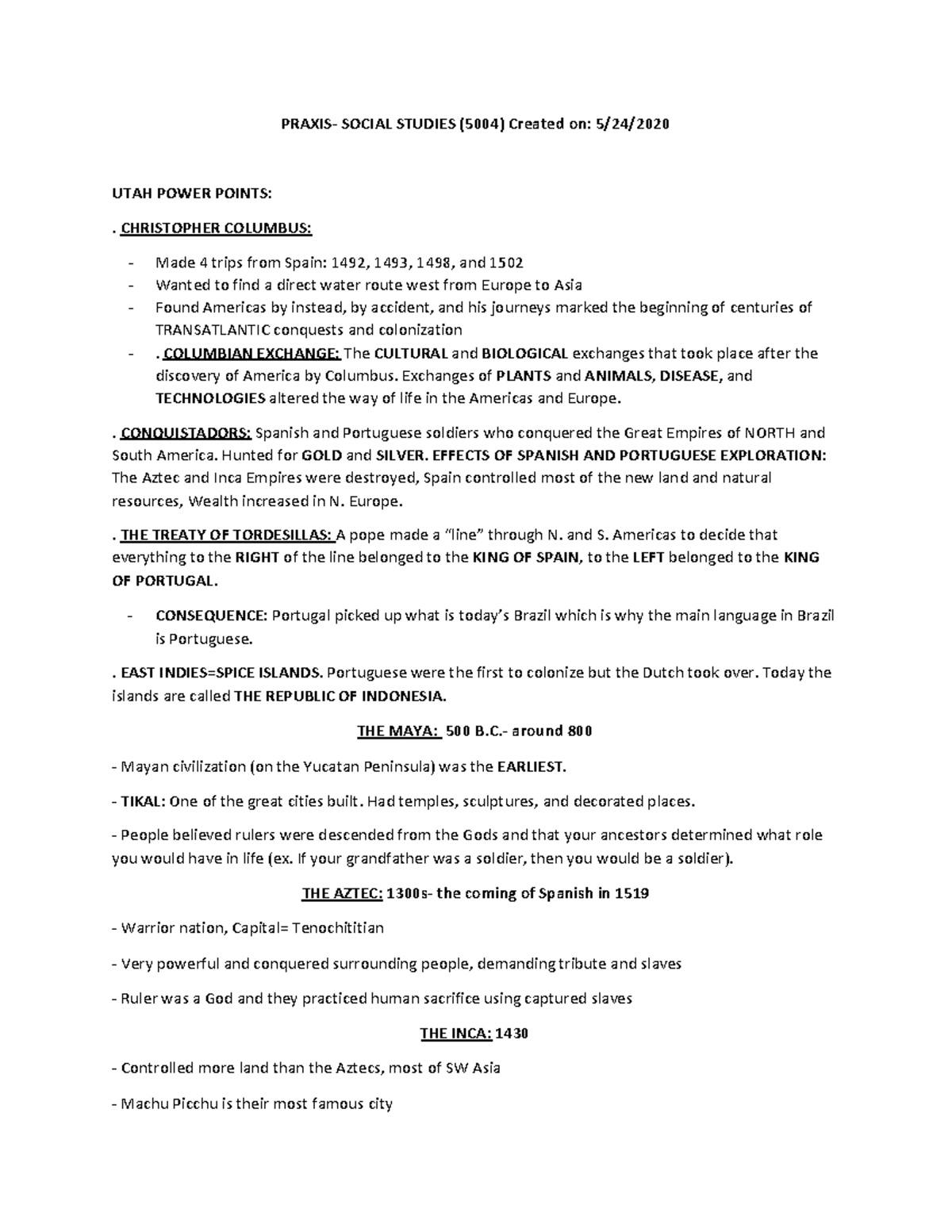 Praxis 5004 Social Studies (Kelly's Notes) - PRAXIS- SOCIAL STUDIES ...