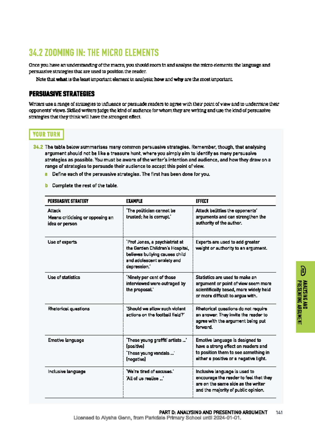Persuasive Techniques Overview Table for Effective Communication - Studocu