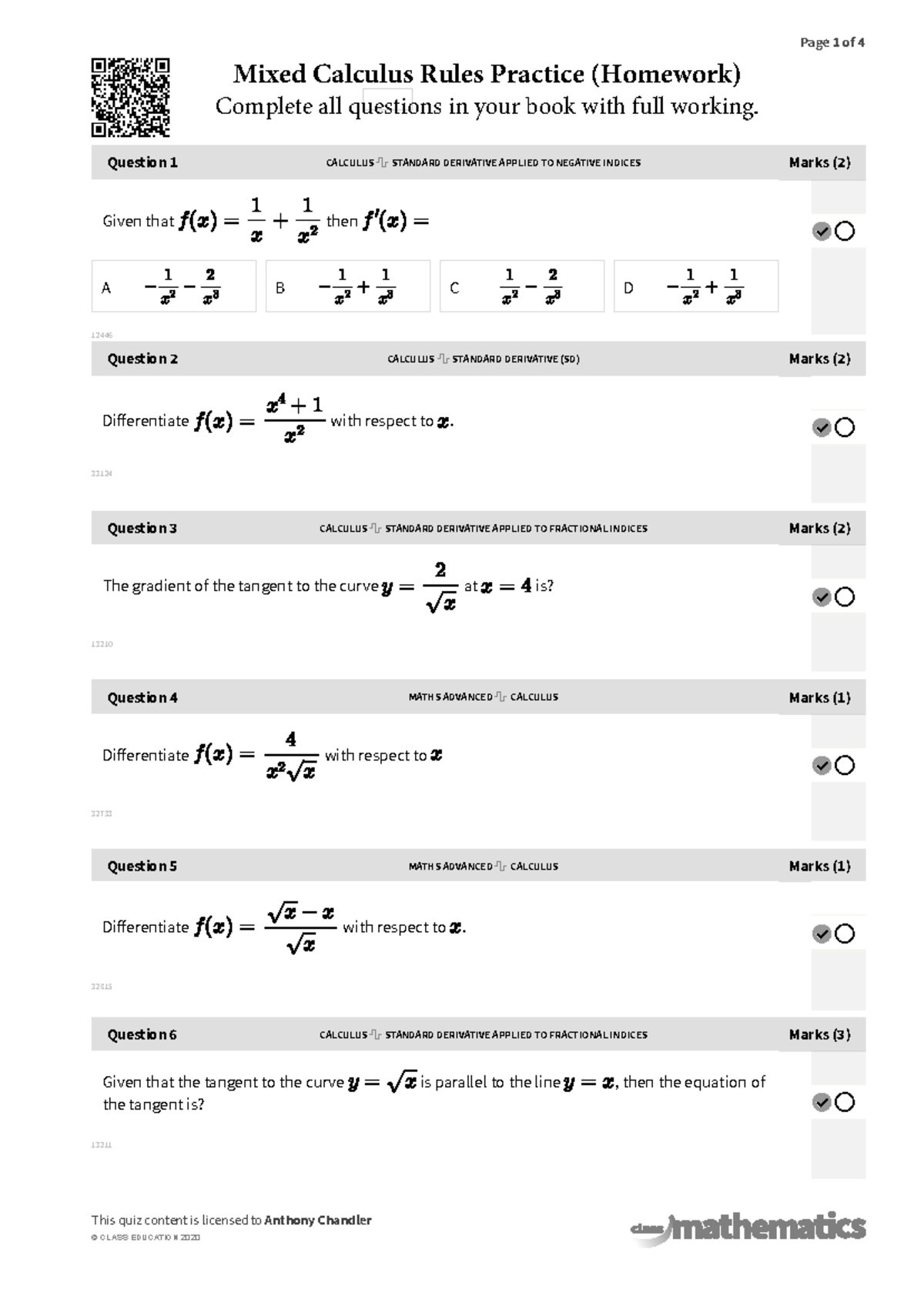 Basic Calculus Practice Questions (CALC 101) - Studocu