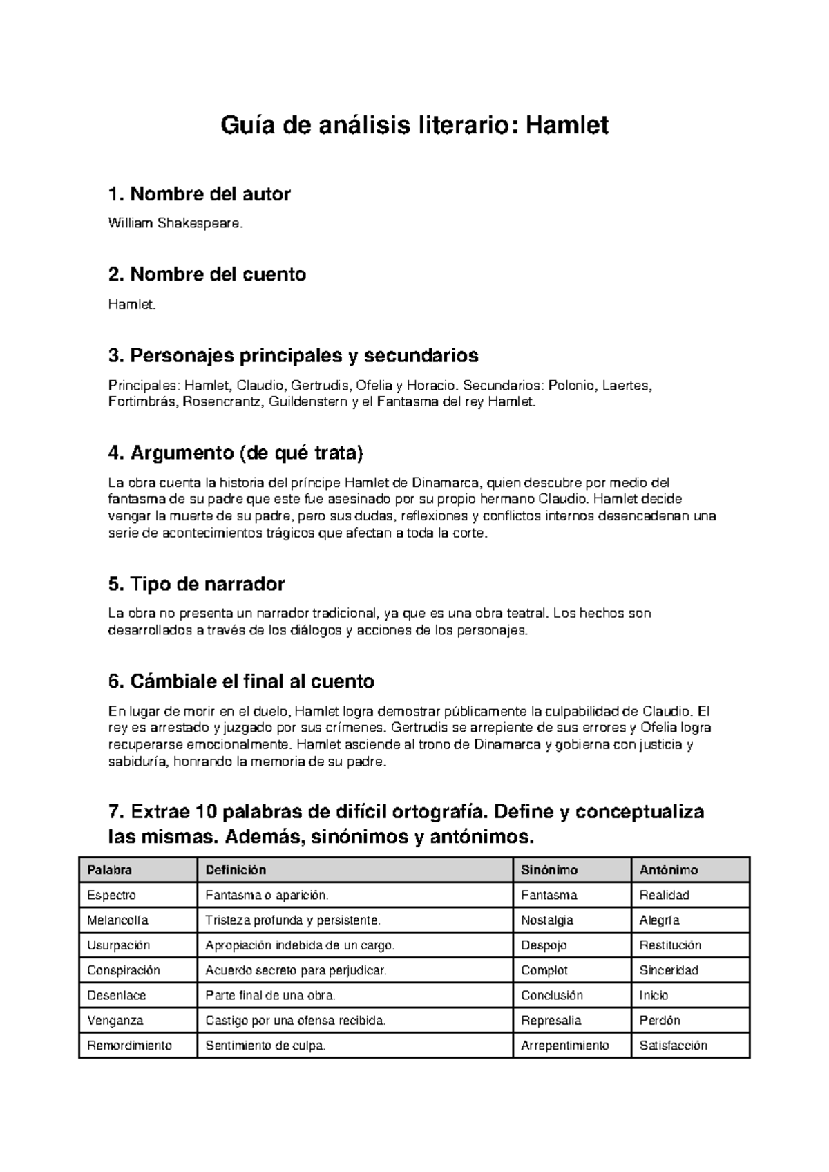 Guía de Análisis Literario: Hamlet - Estudio Completo - Studocu