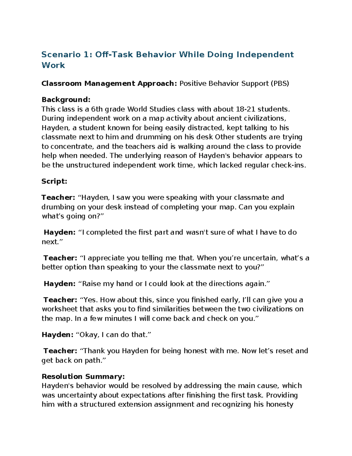 SEC-455-T6: Managing Disruptive Behavior in 6th Grade World Studies ...
