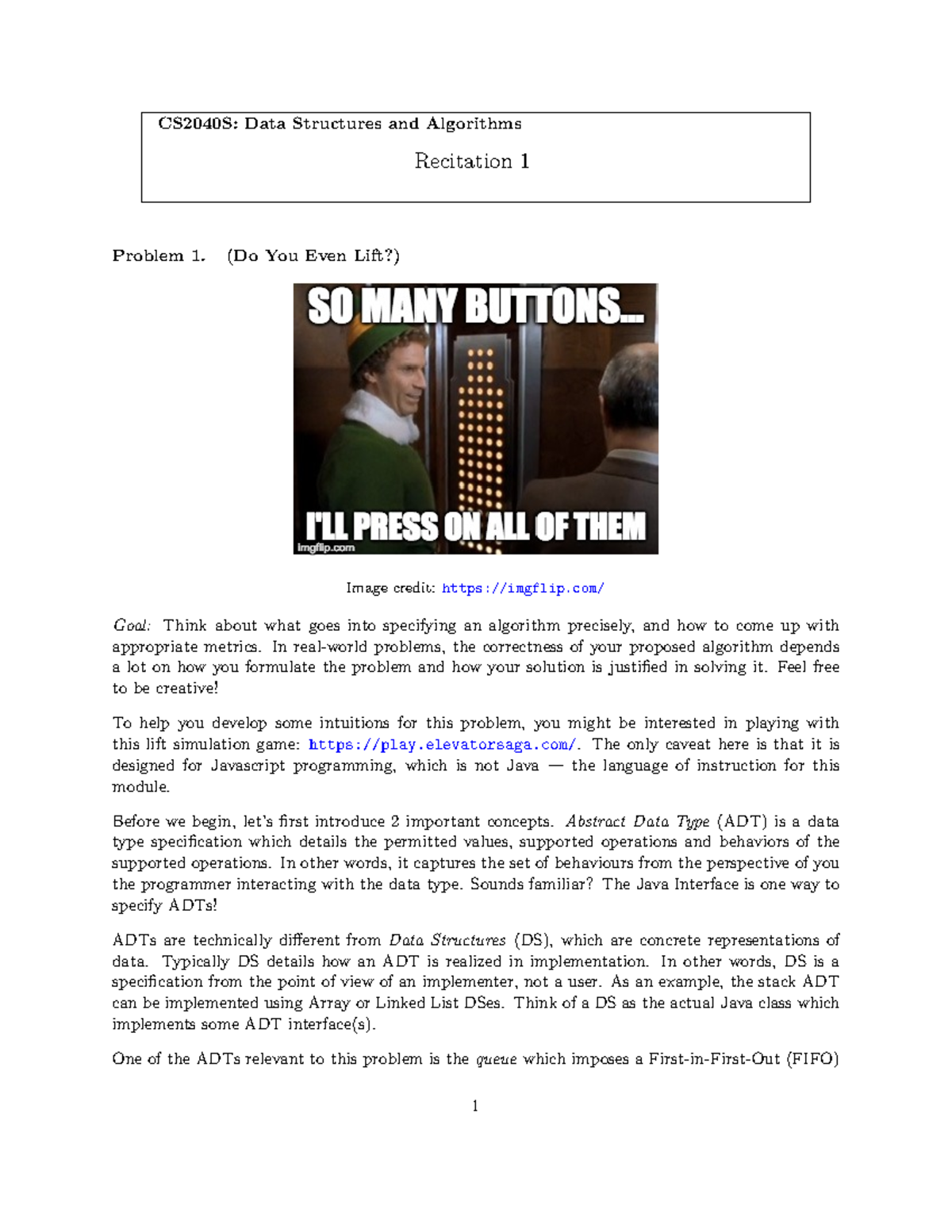 CS2040S Rec 01 - Understanding ADTs and Algorithms in Data Structures ...