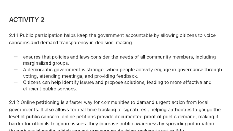 ACTIVITY 2 - Term 4 Scope: Public Participation & National Unity - Studocu