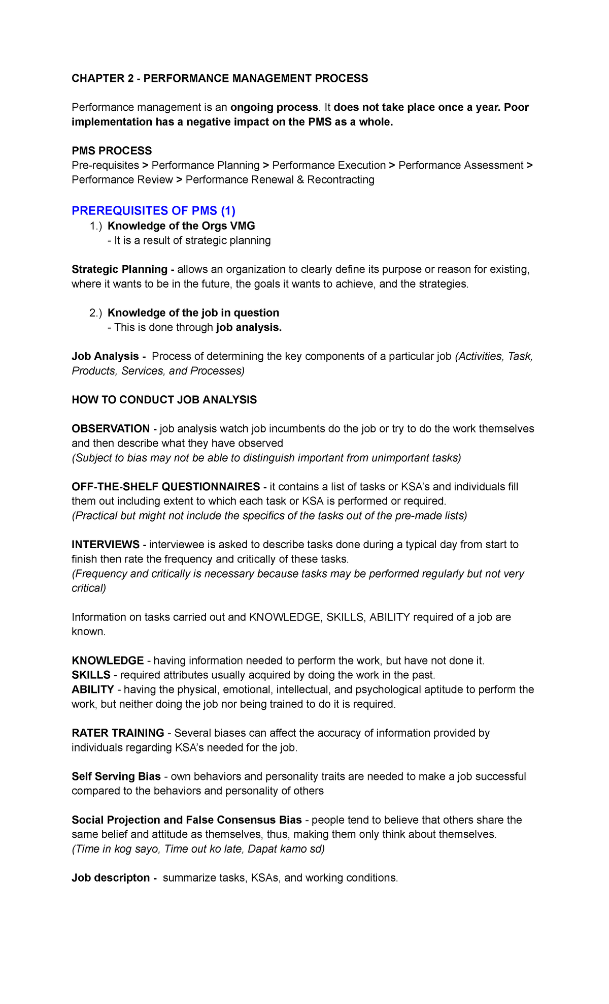 MAPC CHAPTER 2: Performance Management Process Overview - Studocu