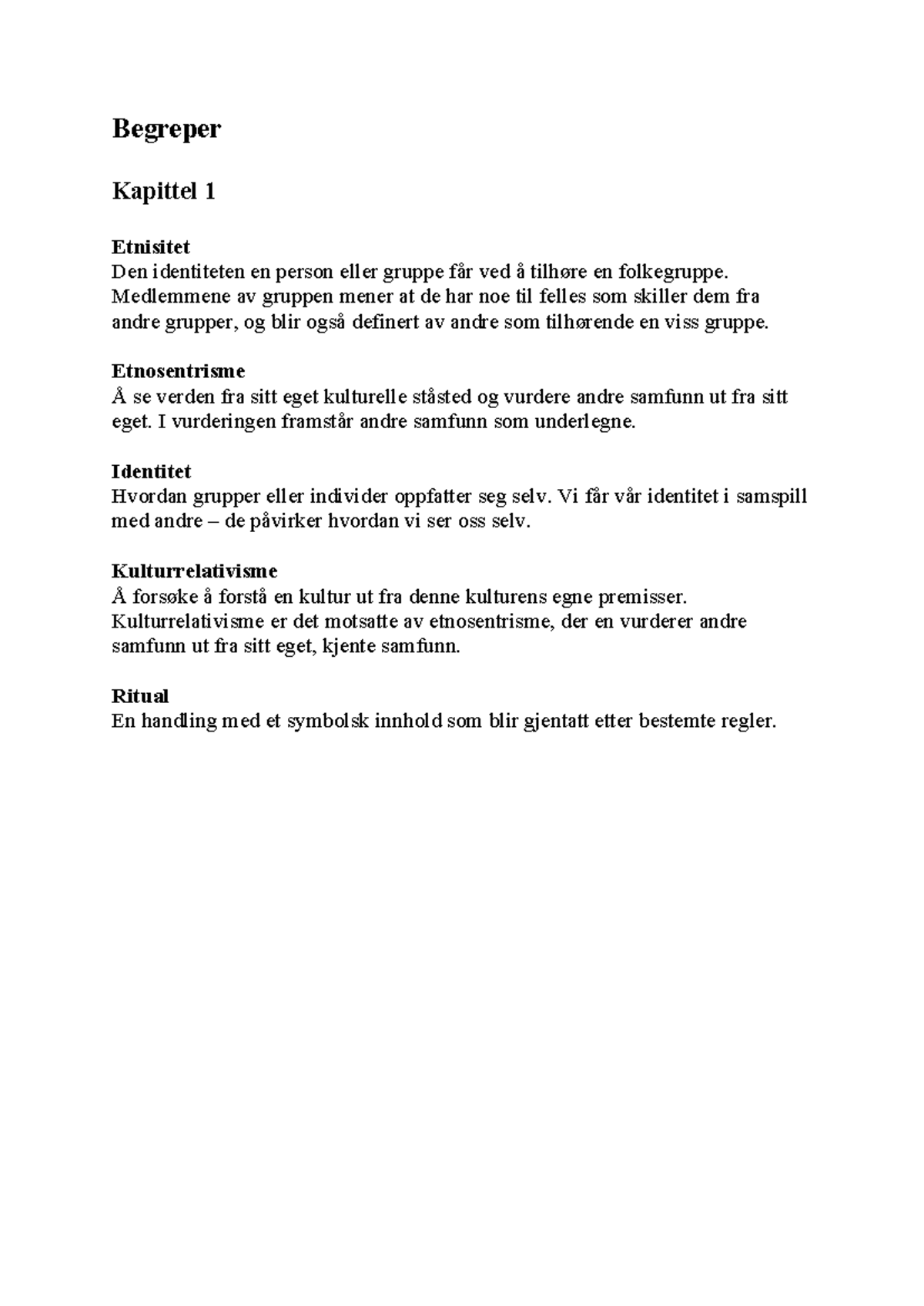Kursnotater: Begreper for Sosialvitenskap - Eksamen for KIH101 - Studocu