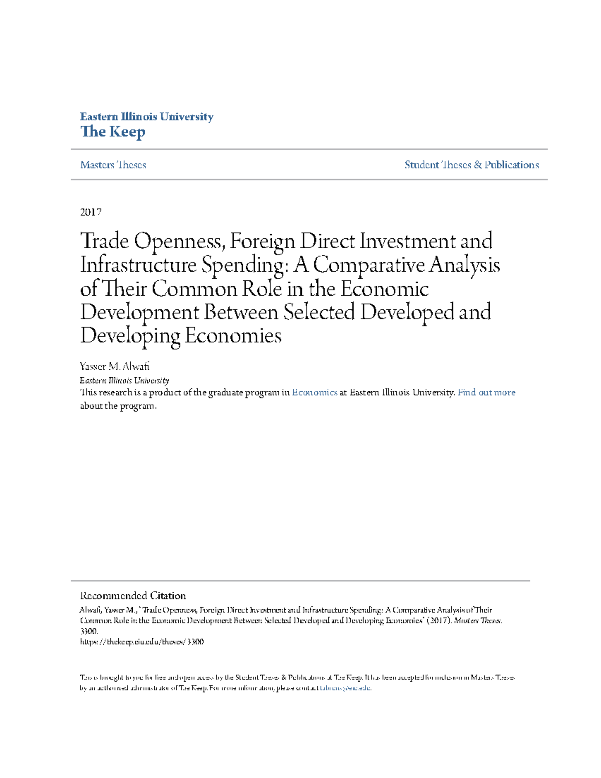 Trade Openness, FDI & Infrastructure: Economic Growth Analysis (2017 ...