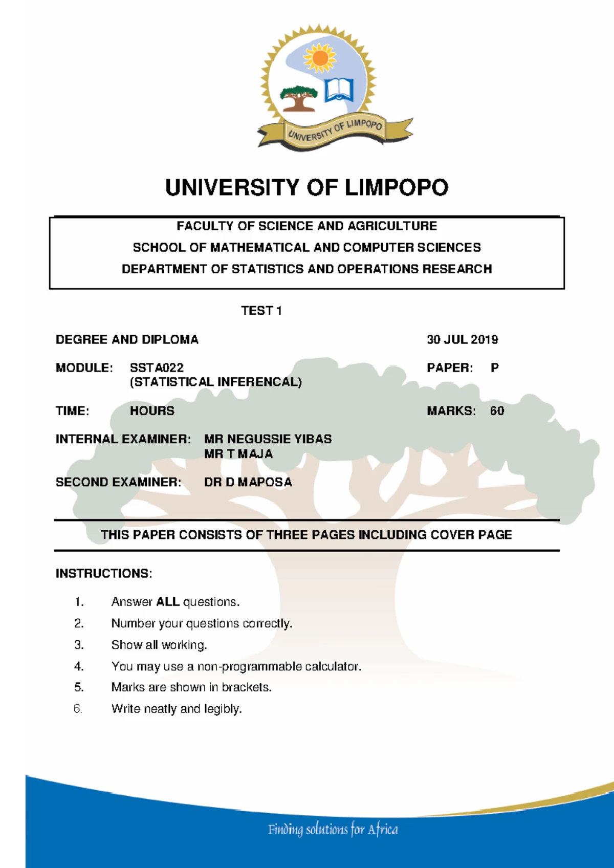 SSTA022 Final Exam 2023 - Statistical Inference Overview - Studocu