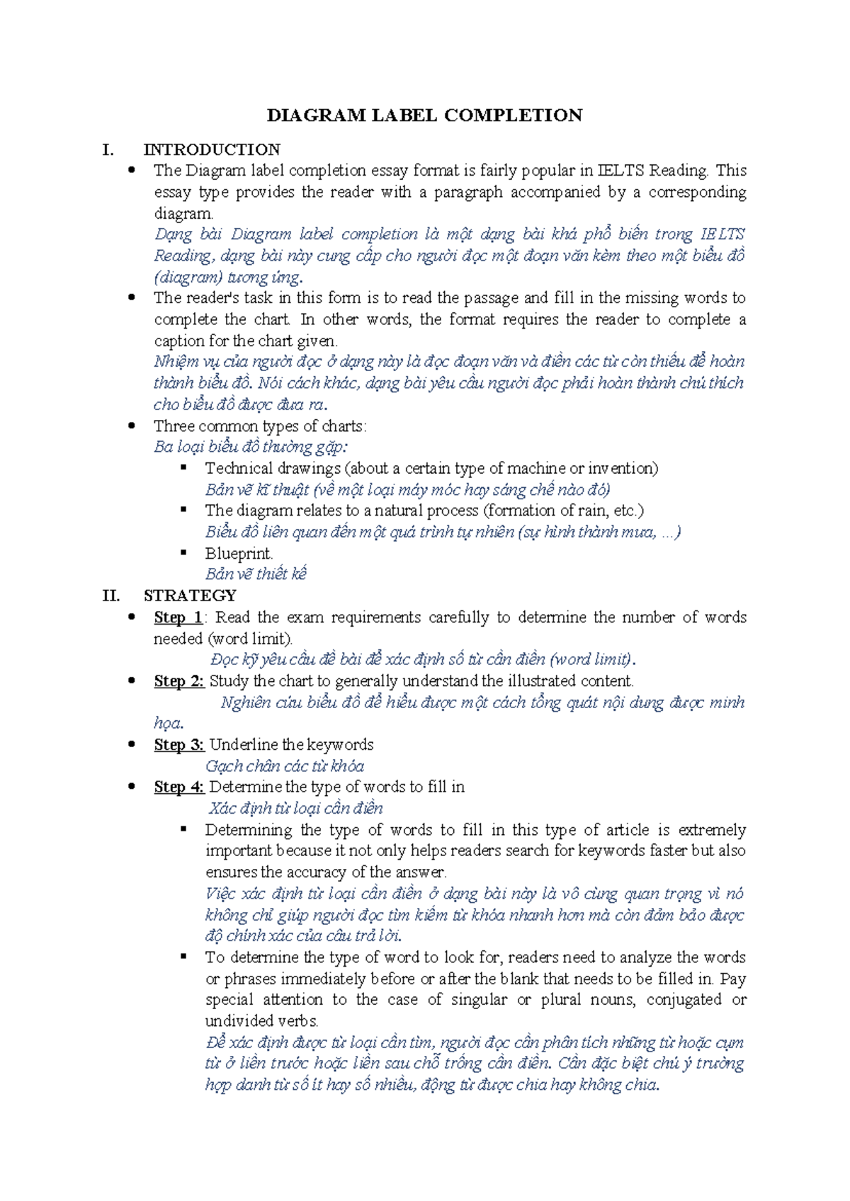 IELTS Reading Diagram Label Completion Strategies and Tips - Studocu