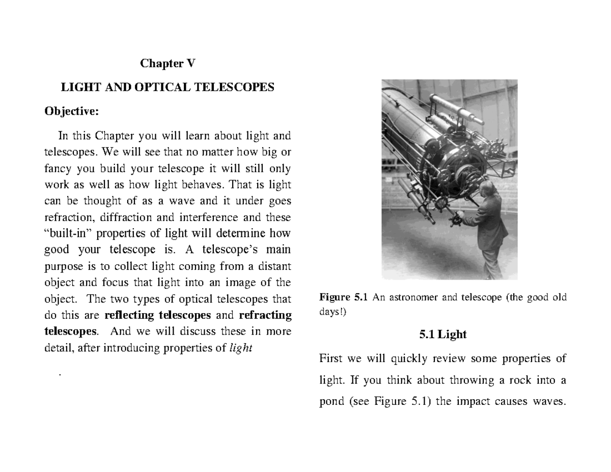 ASTR 154 Lecture: Properties of Light & Optical Telescopes - Studocu