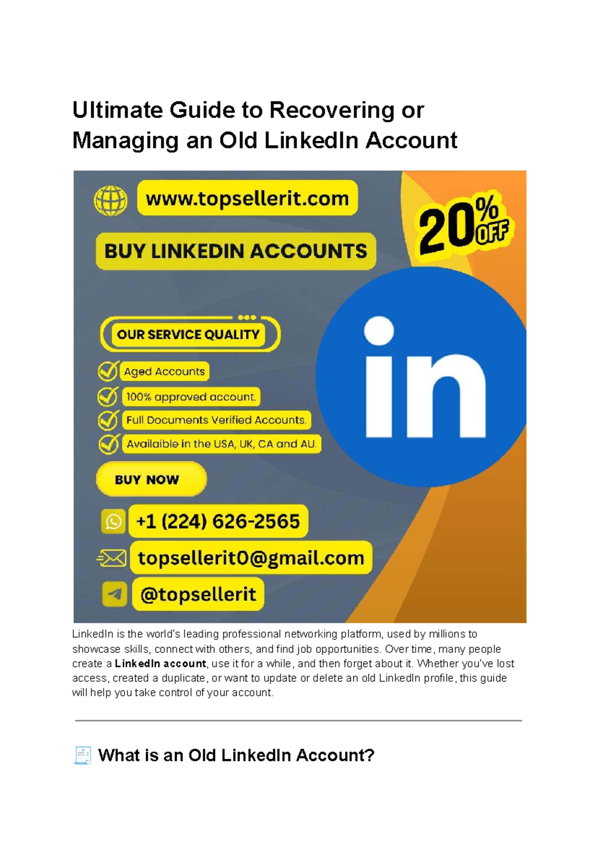 Ultimate Guide to Managing an Old LinkedIn Account - Studocu