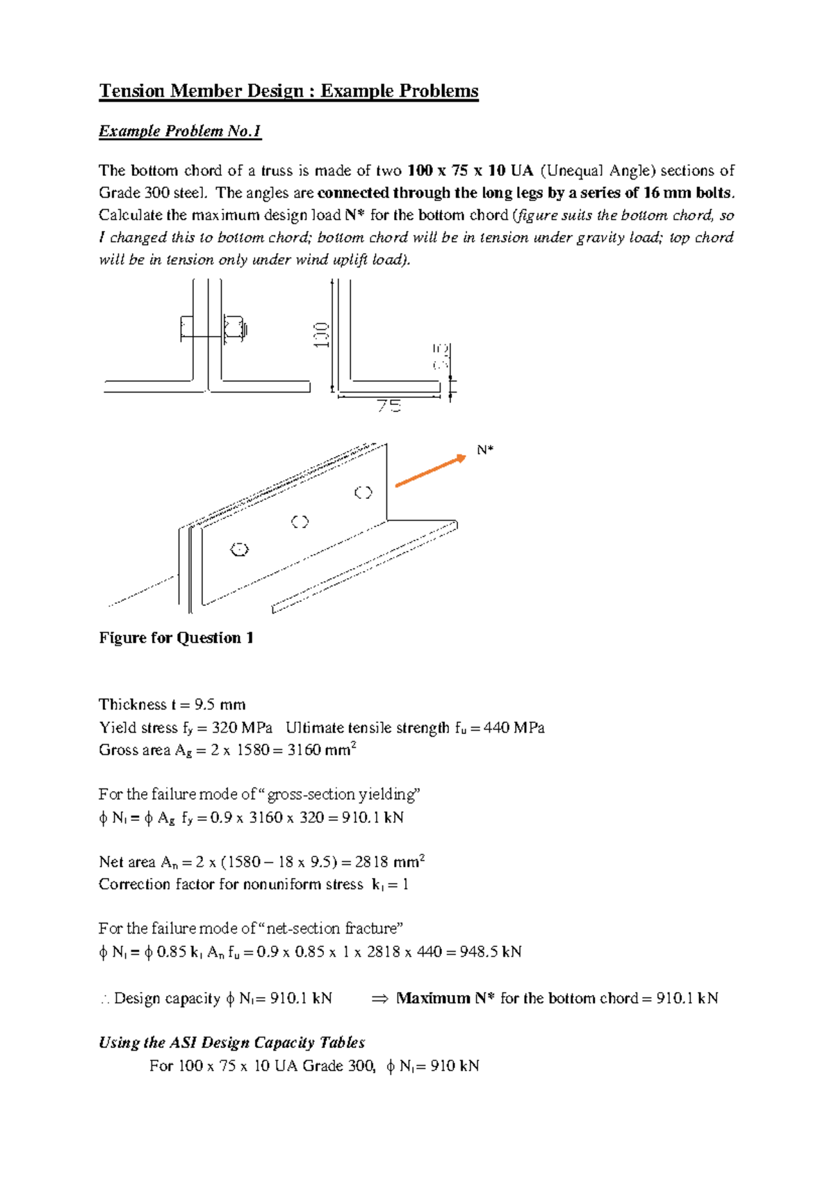 Tension Member Design Problems for Engineering Course CE 302 - Studocu
