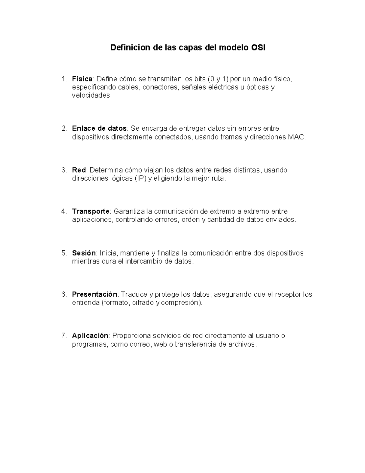 Definición de las Capas del Modelo OSI: Funciones y Ejemplos - Studocu