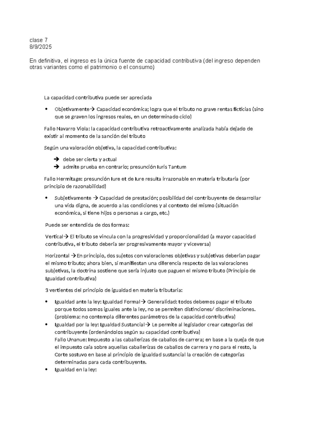 Clase 7: Capacidad Contributiva y Principios de Igualdad Tributaria ...