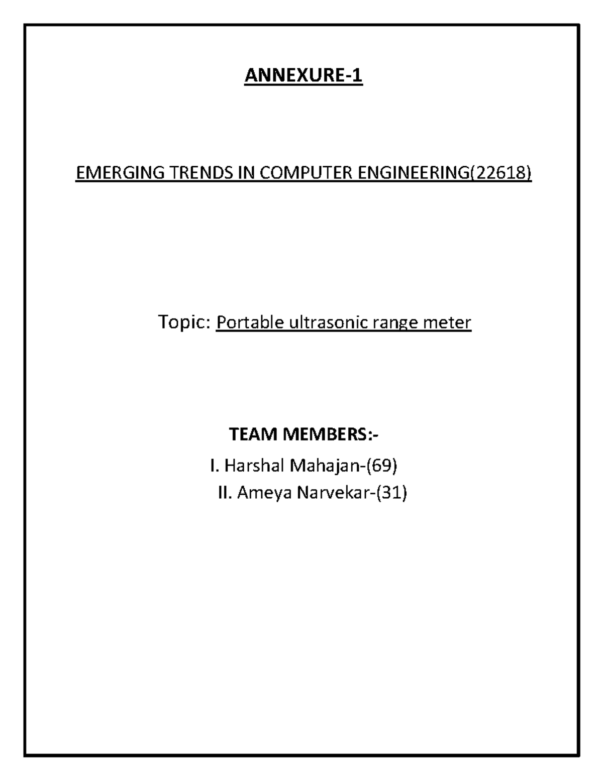 ETI Annexure 1(grp 16) - ANNEXURE- EMERGING TRENDS IN COMPUTER ENGINEERING(22618) Topic ...