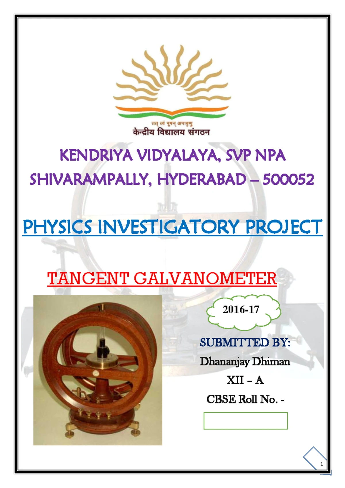 Sample Investigatory Project- Class-11 - PHYSICS PROJECT TOPIC ...