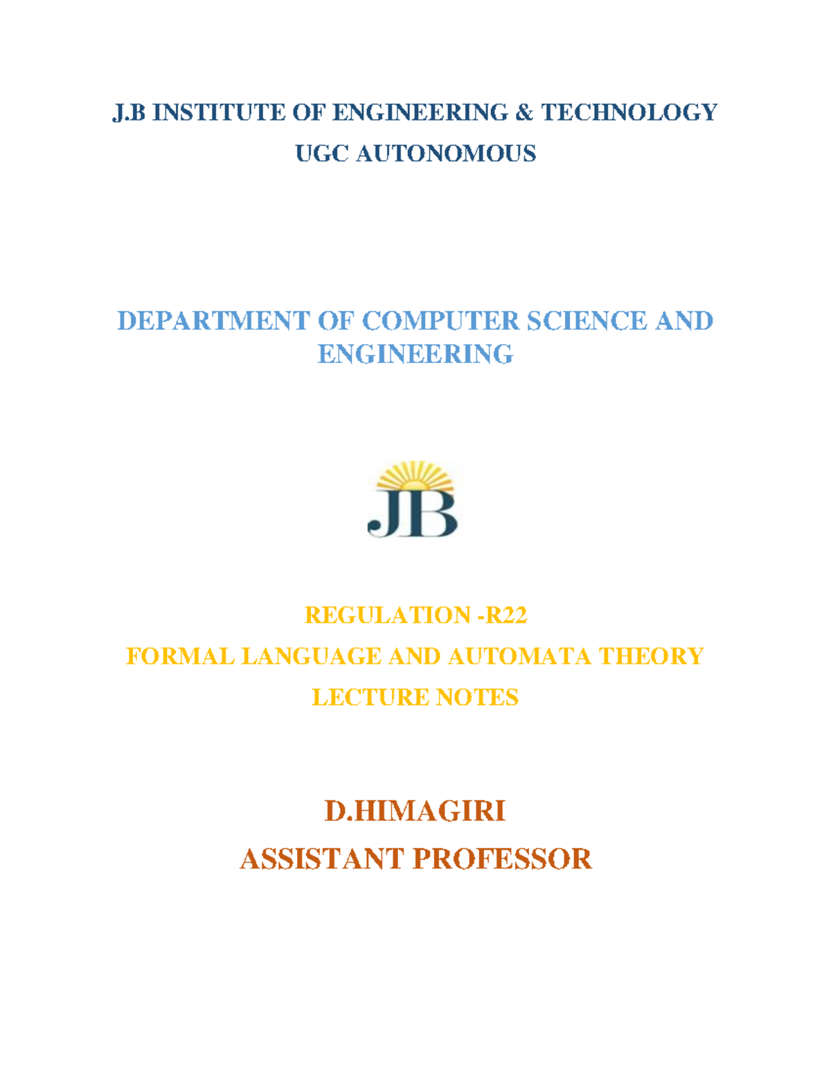 FLAT Complete Lecture Notes on Formal Language and Automata Theory ...