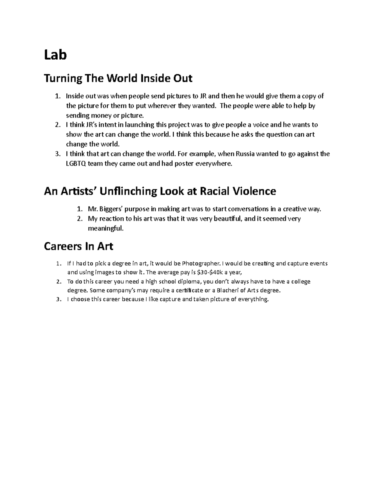 Unit 3: Exploring Art's Impact on Society and Careers - Studocu