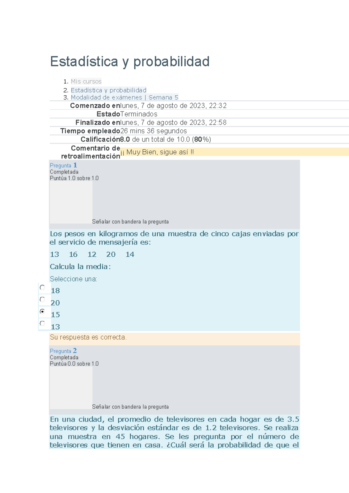 Estadística y Probabilidad - Exámenes Sem 5: Resultados y Preguntas ...