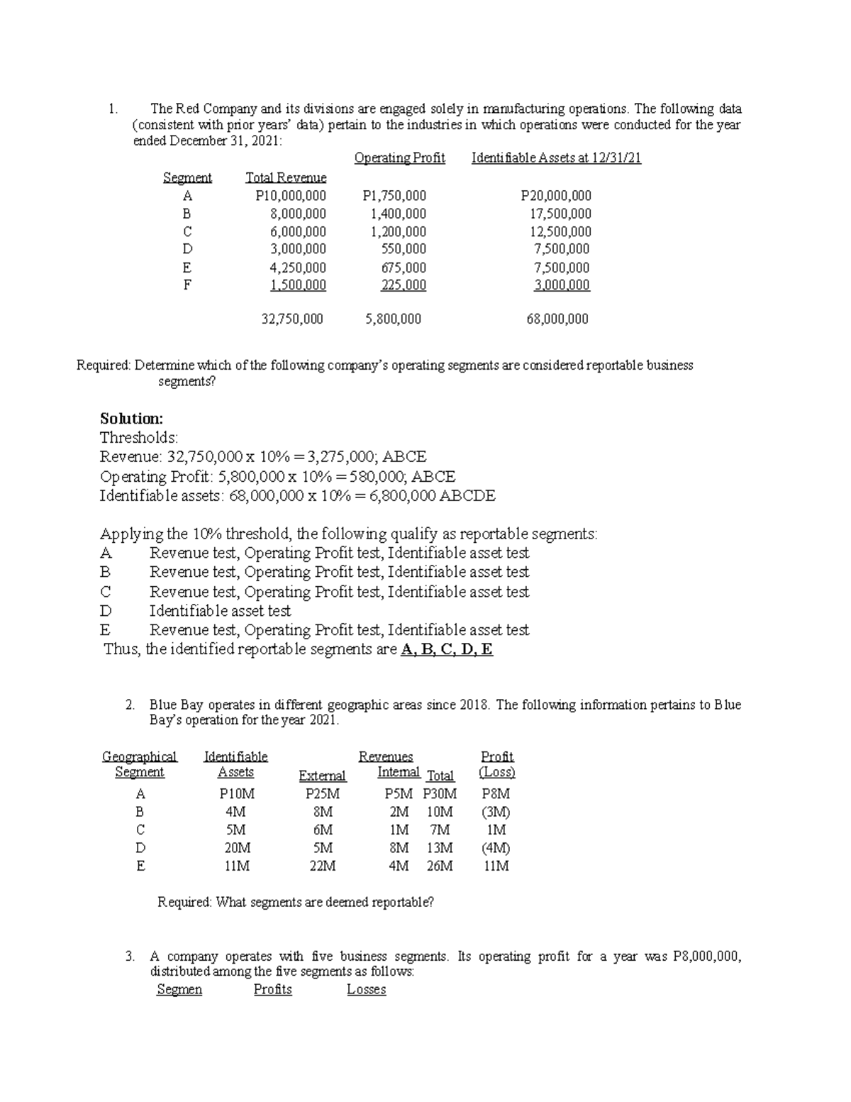Operating Segments Analysis CFS 2021: Reportable Segment Determination - Studocu