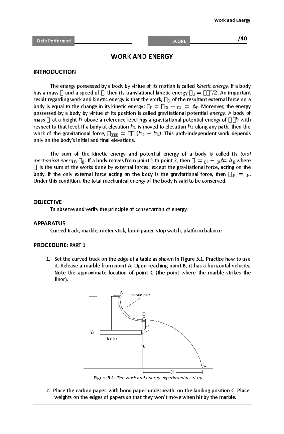 Activity 3 - Work and Energy - Work and Energy / WORK AND ENERGY ...